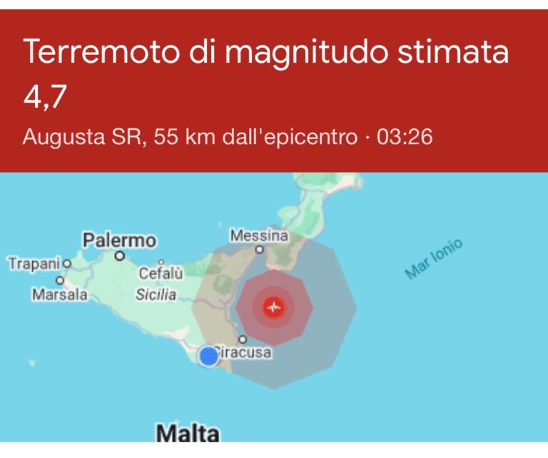 Terremoto di magnitudo 4.8 scuote la Sicilia Orientale: avvertito fino ...